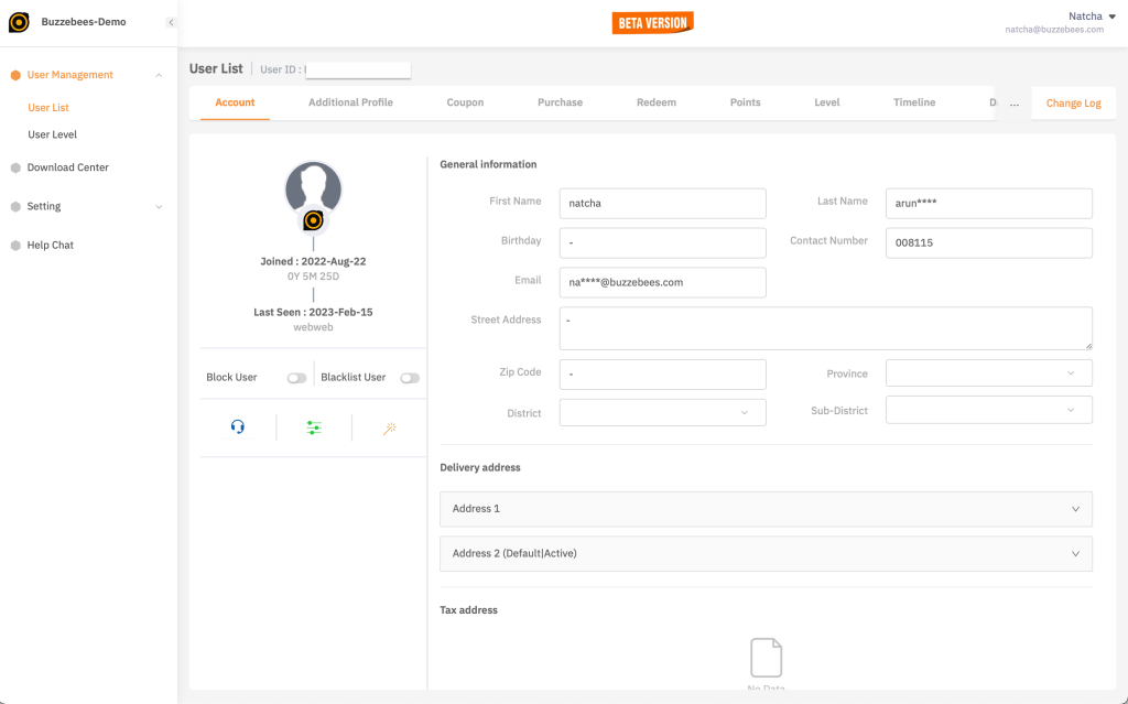 User Management – Buzzebees SDK Document